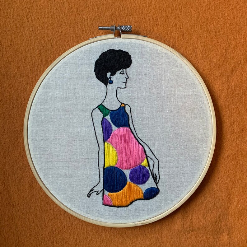 1960s Fashion Inspired Hand Embroidery Hallmark Confetti Paper - Etsy