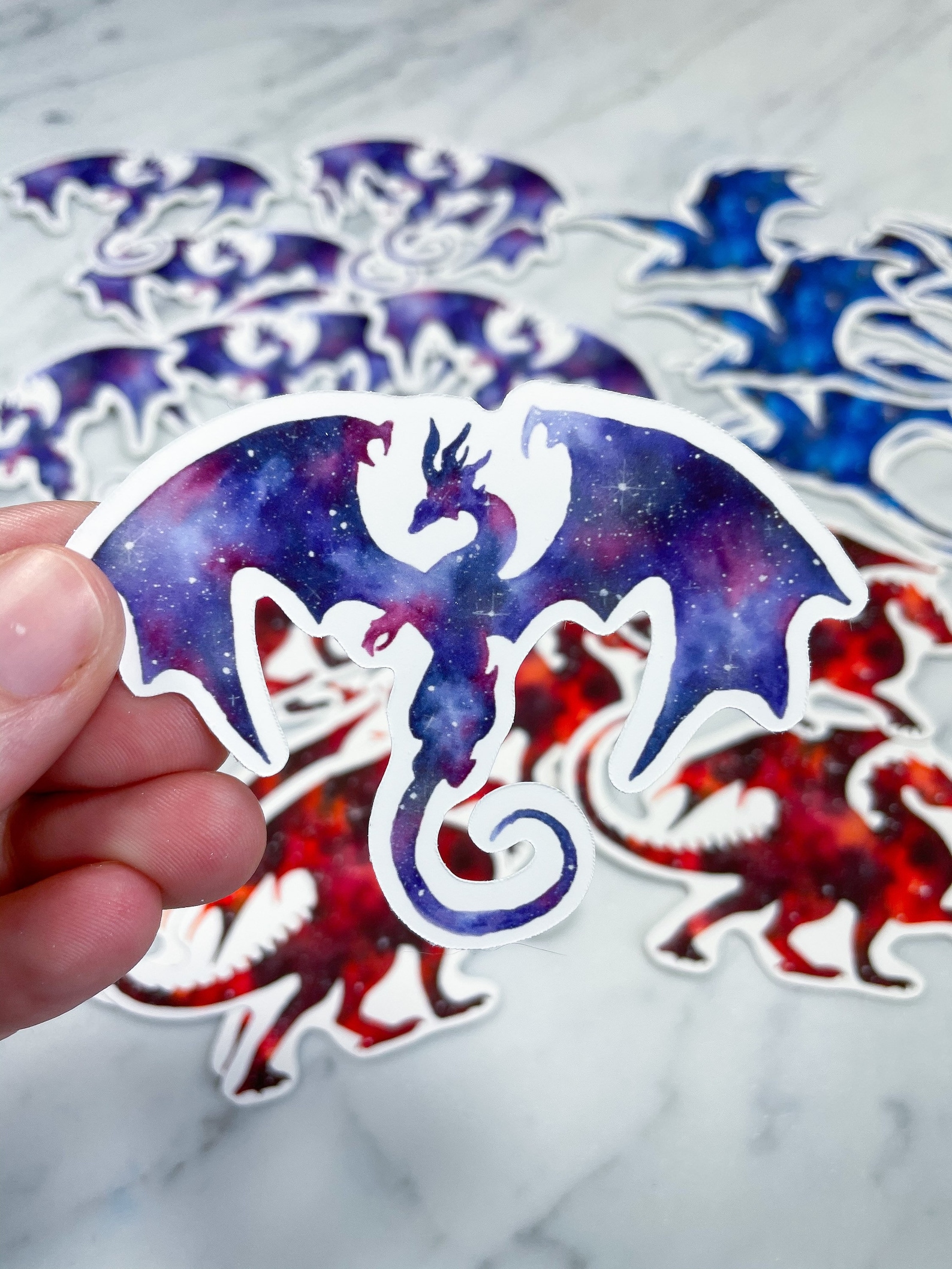 Galaxy Dragon Laptop Stickers Wyvern Sticker Watercolor | Etsy
