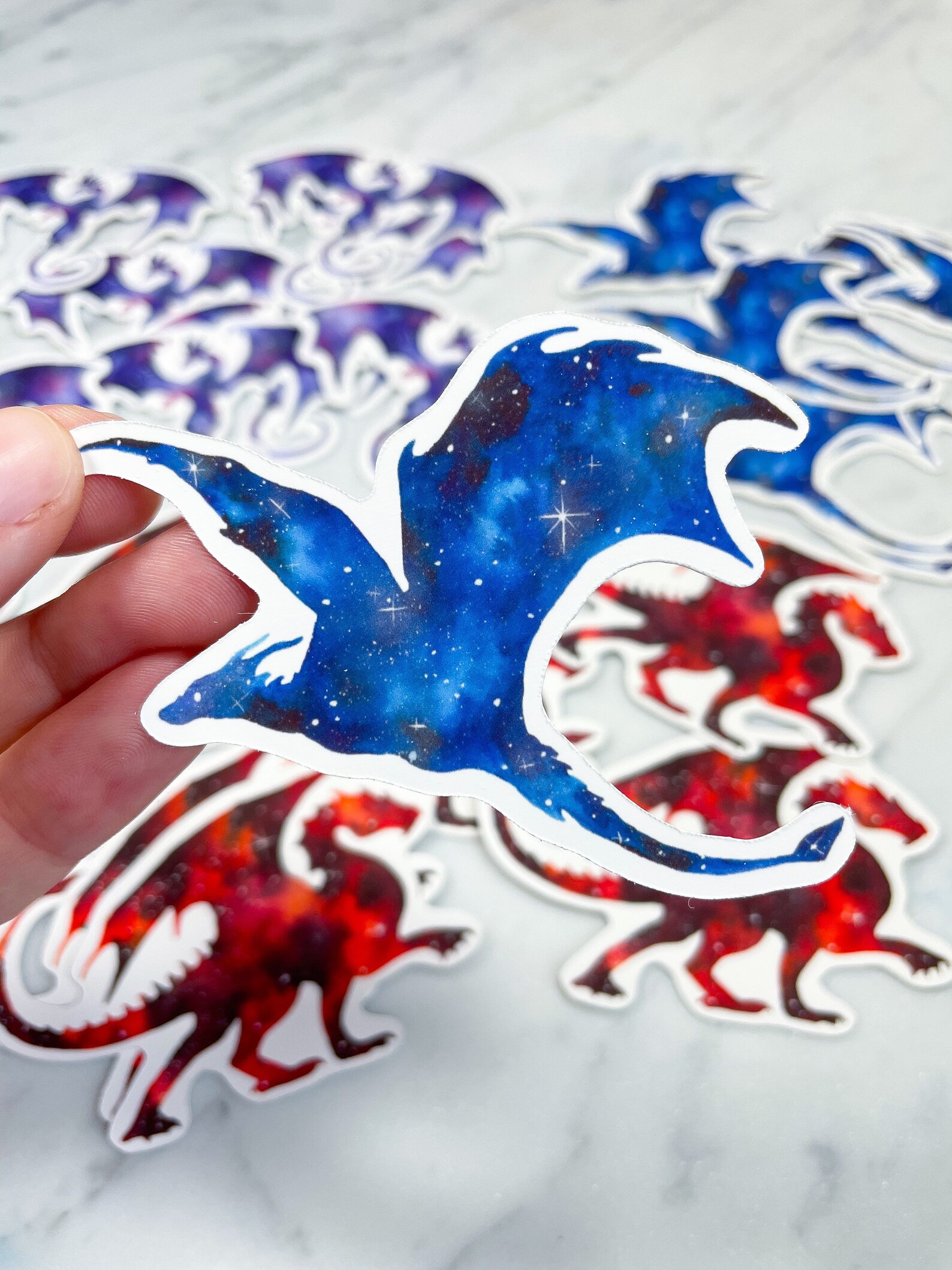 Galaxy Dragon Laptop Stickers Wyvern Sticker Watercolor | Etsy