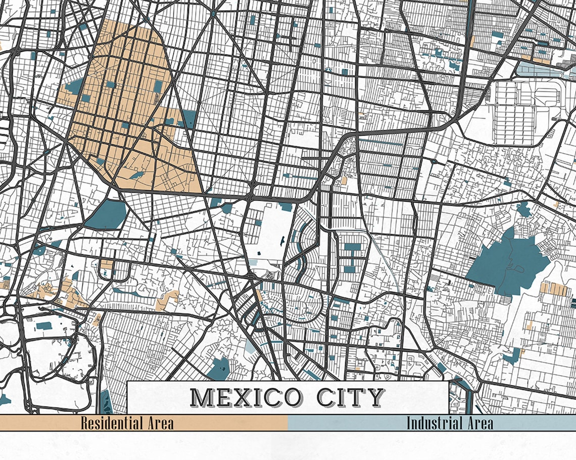 MEXICO CITY Mexico Canvas Print Map Panoramic Wall Art | Etsy
