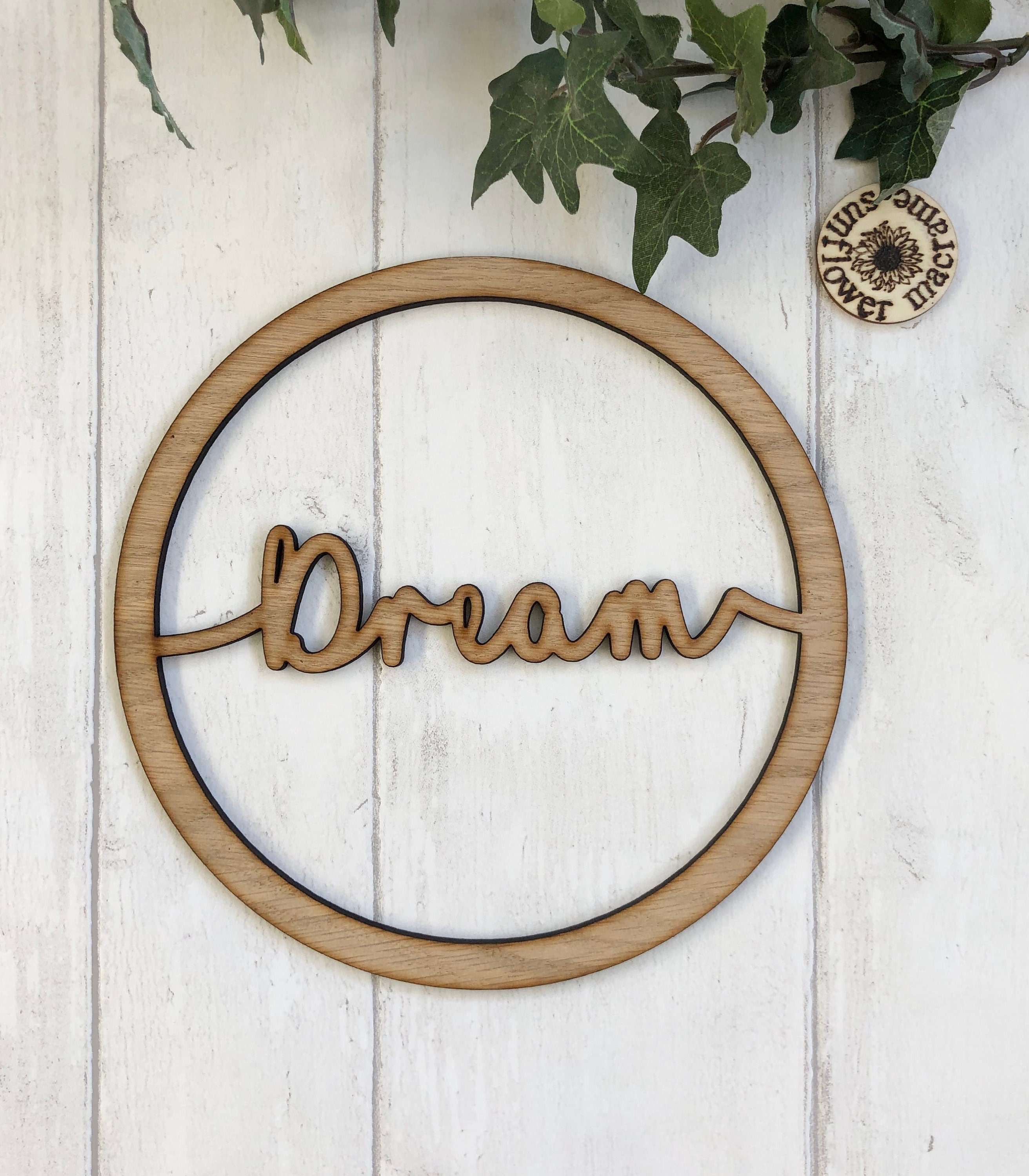 Macrame Oak Wooden Quote Frame Hoop Sign | Etsy UK