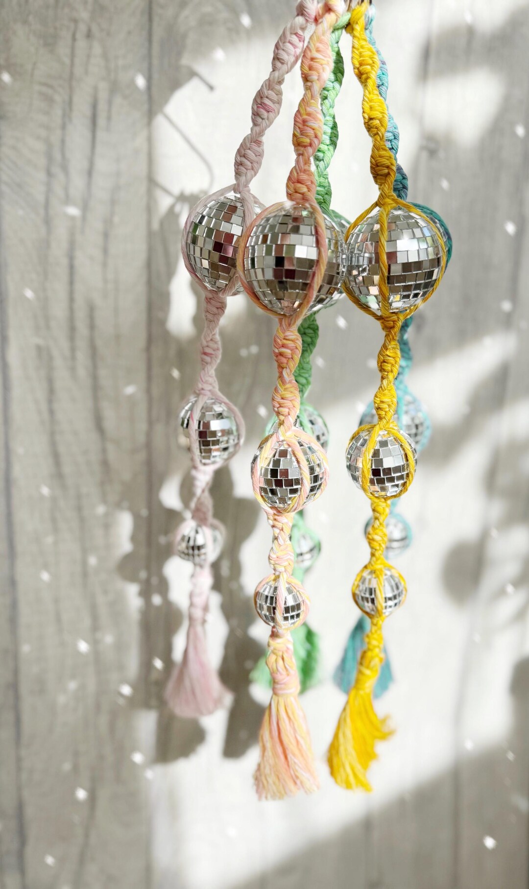 Macrame Disco Ball Hanger, Disco Ball Sun Catcher, Outdoor Bar Decor - Etsy