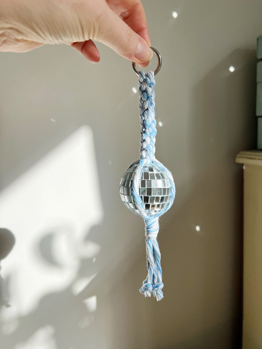 Macrame Disco Ball, Macrame Mirror Ball Sparkly Hanger, Disco Hanger ...
