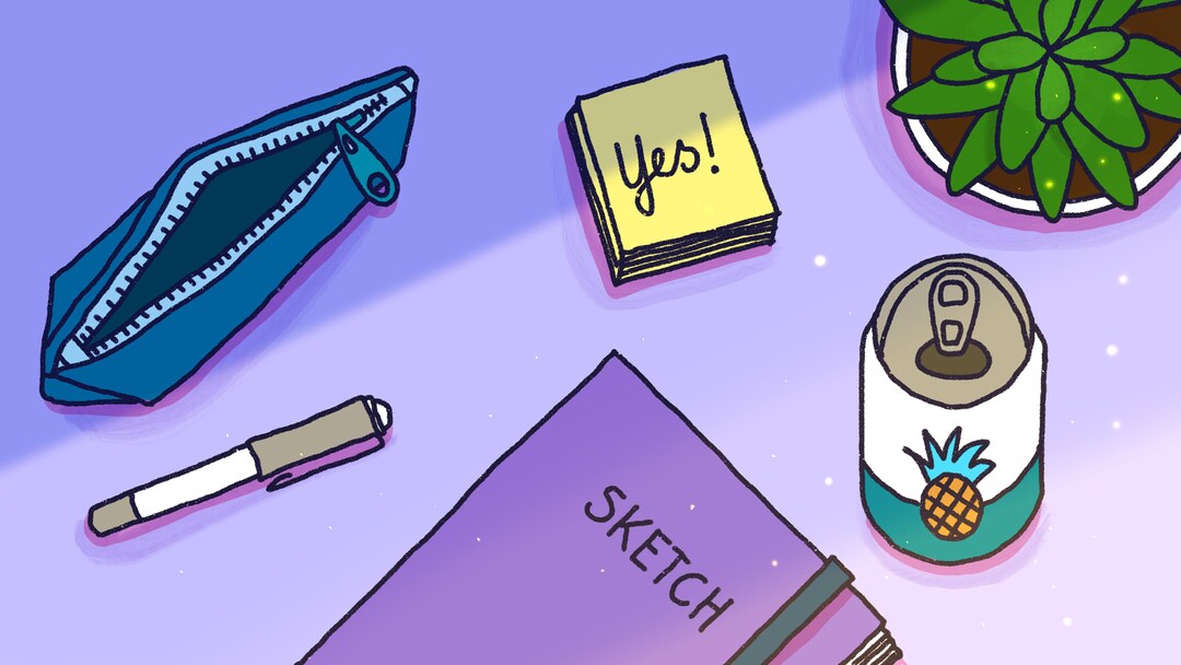 Desktop Wallpaper, Sketchbook on Desk, Plants and Sketching - Etsy