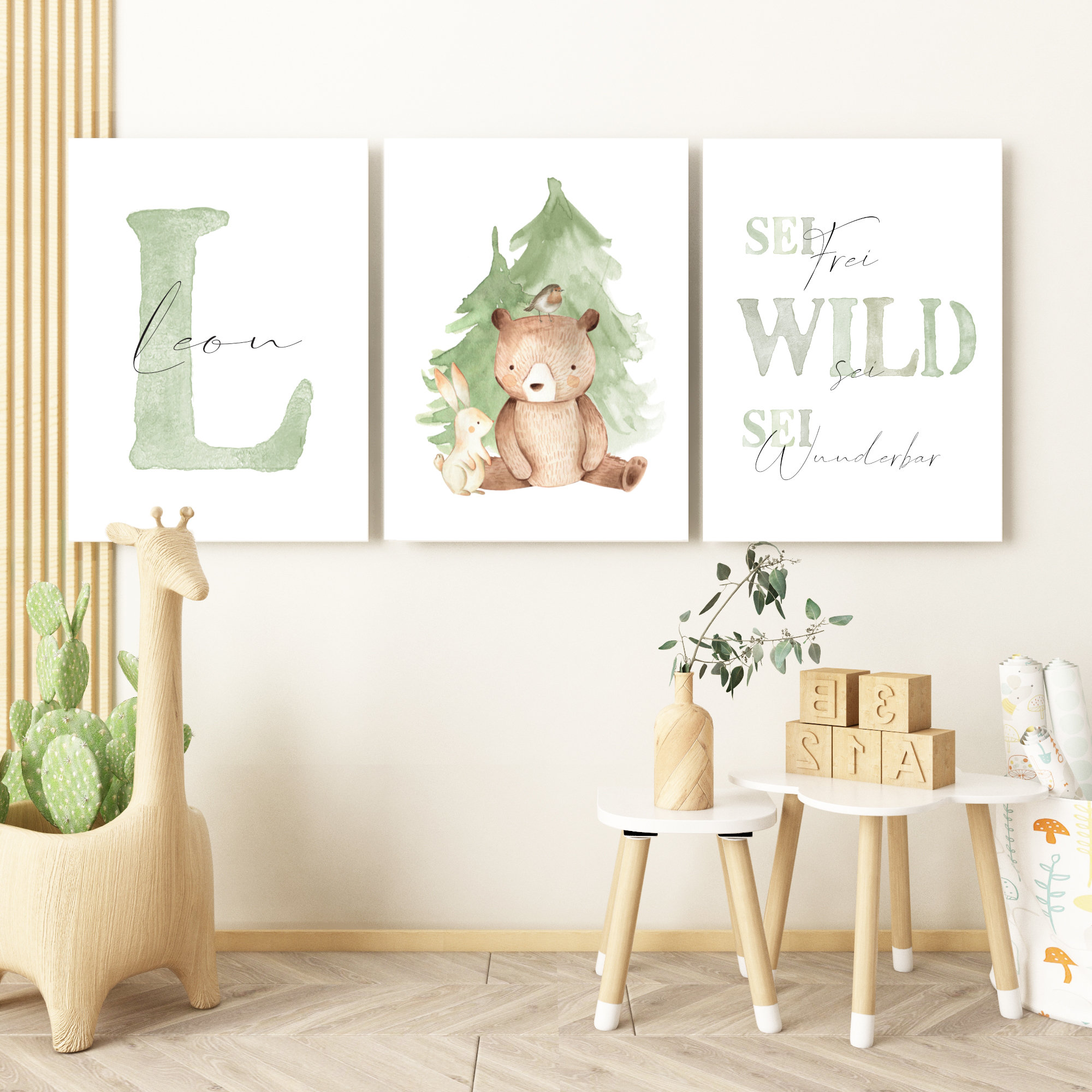 Forest Animals Poster Set With Name Children's Room - Etsy UK