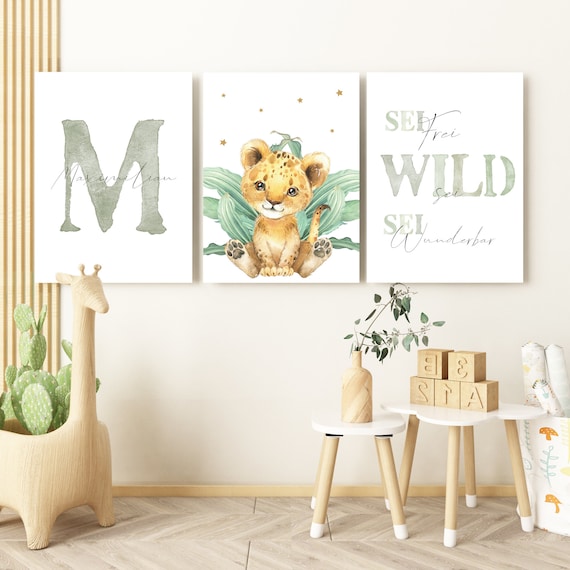 Safari Poster Set With Name Children's Room Decoration Boy | Etsy