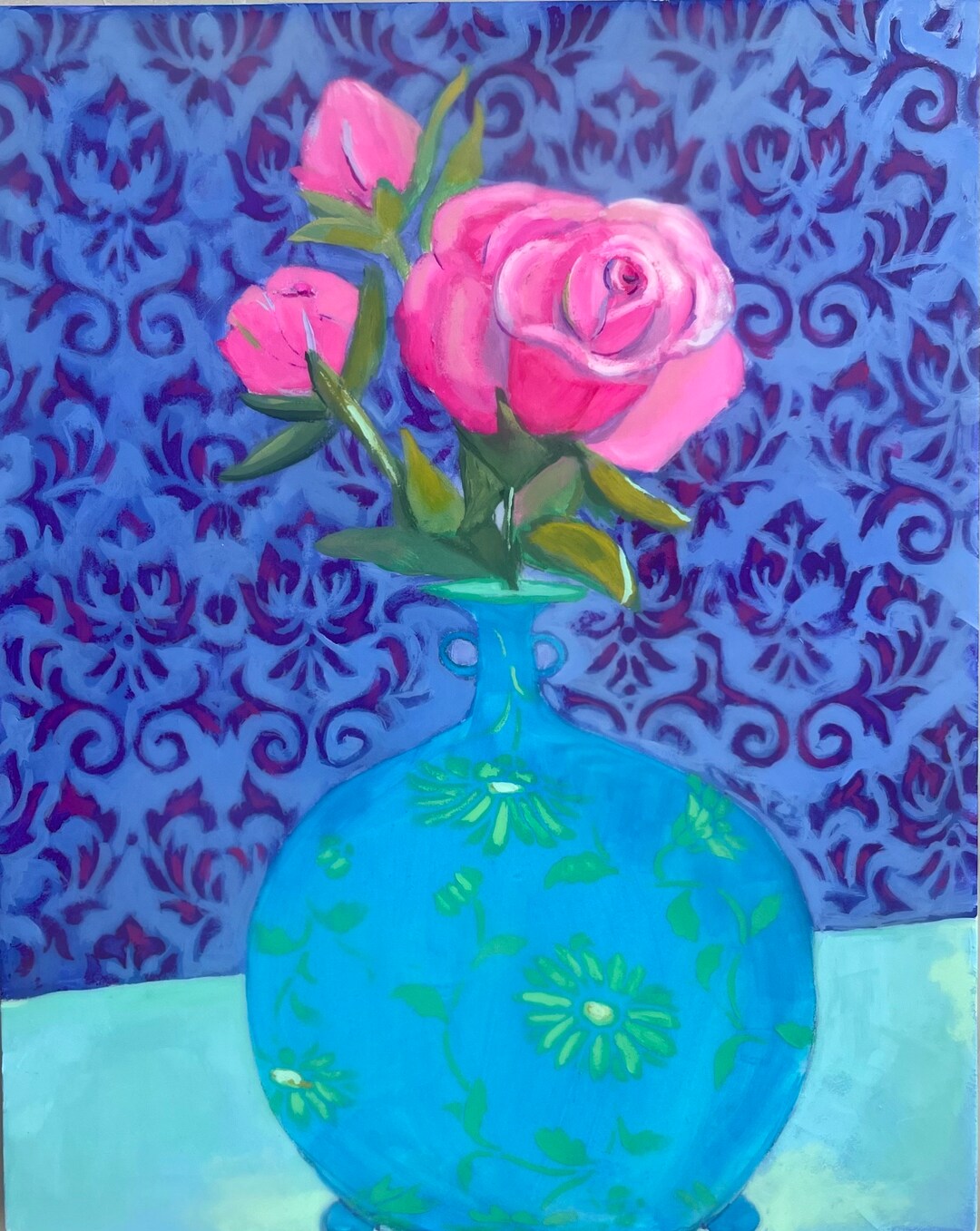 Original Artwork -8x10 Watercolor Whimsical Rose Flowers Painting ...