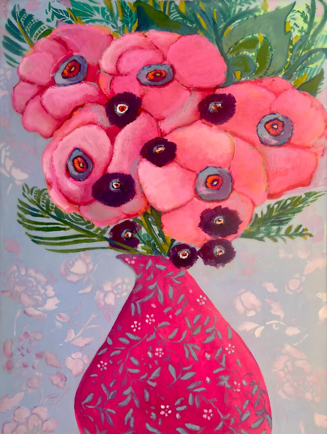 Original Painting 12x16 Gouache Watercolor Painting With Encaustic Wax ...