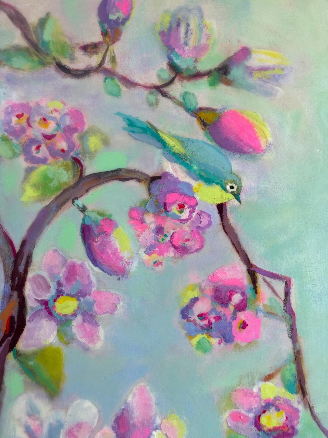 Original Painting, Magnolia Wall Art - 10x20" Gouache Watercolor ...