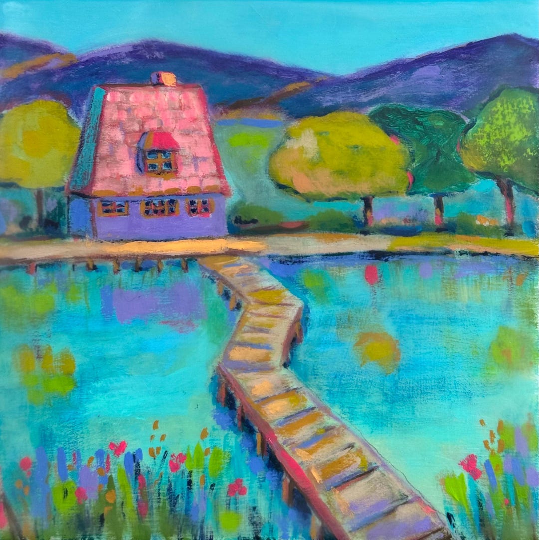 Original Painting. 6x6” Barn House Wall Art, Gouache Watercolor and ...
