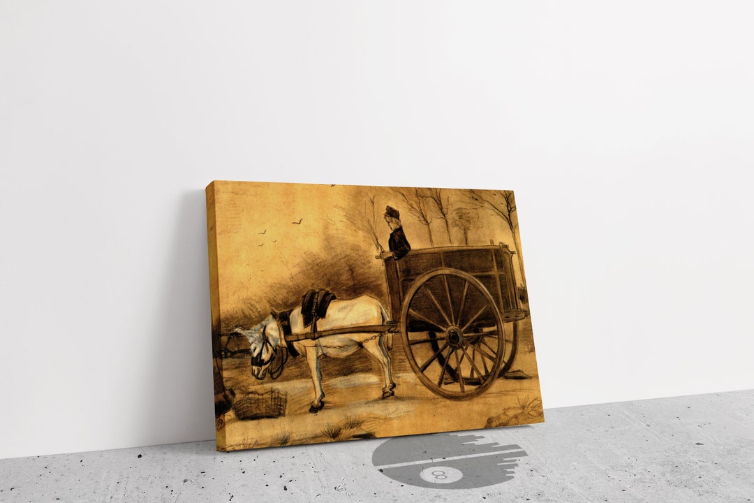 Donkey and Cart, Vincent Van Gogh, Print Poster Framed Museum, Canvas ...