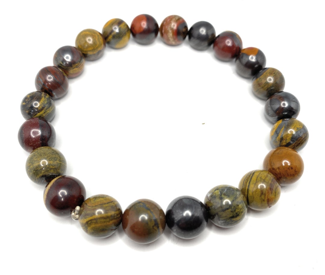 Sunset Tiger Iron Jasper, Sterling Silver, Mens and Womens, 10mm ...