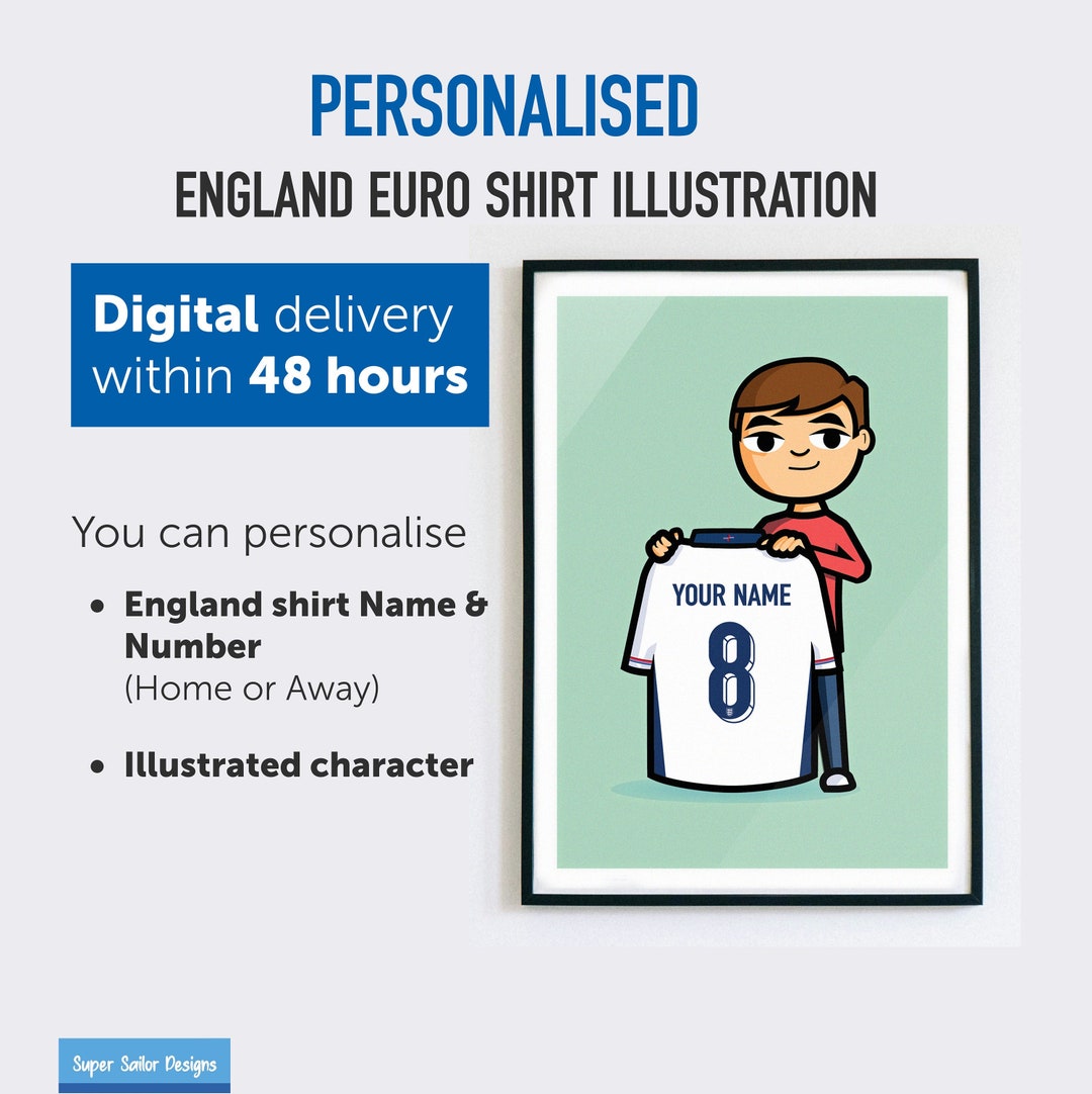 Personalised England Shirt and Character Digital Illustration. Custom ...