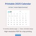 Printable A4 Calendar for 2025 - Instant Digital Download - Etsy Canada