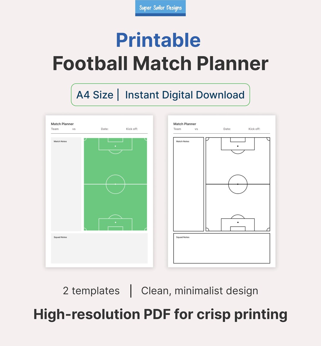 Printable Football Match Tactics Planner for Grassroots Coaches - Etsy