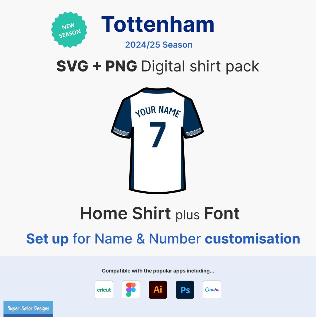 Tottenham Home 2024/25 Season SVG and PNG Icon Pack - Digital Download ...