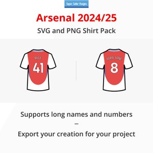 Arsenal Home 2024/25 Season SVG and PNG Icon Pack - Digital Download ...