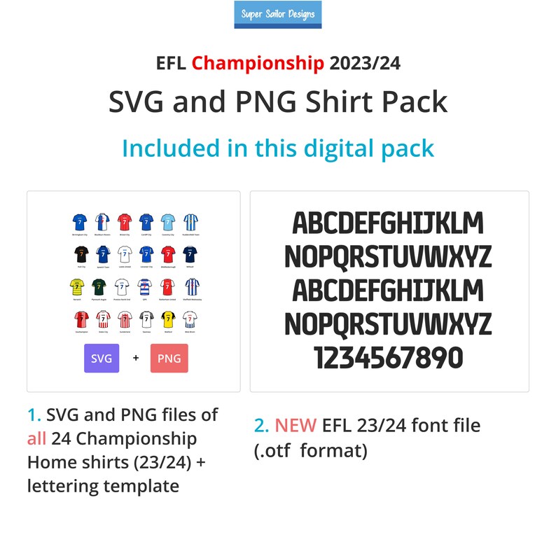 All 24 EFL Championship 23/24 Season SVG Icon Pack - Digital Download ...