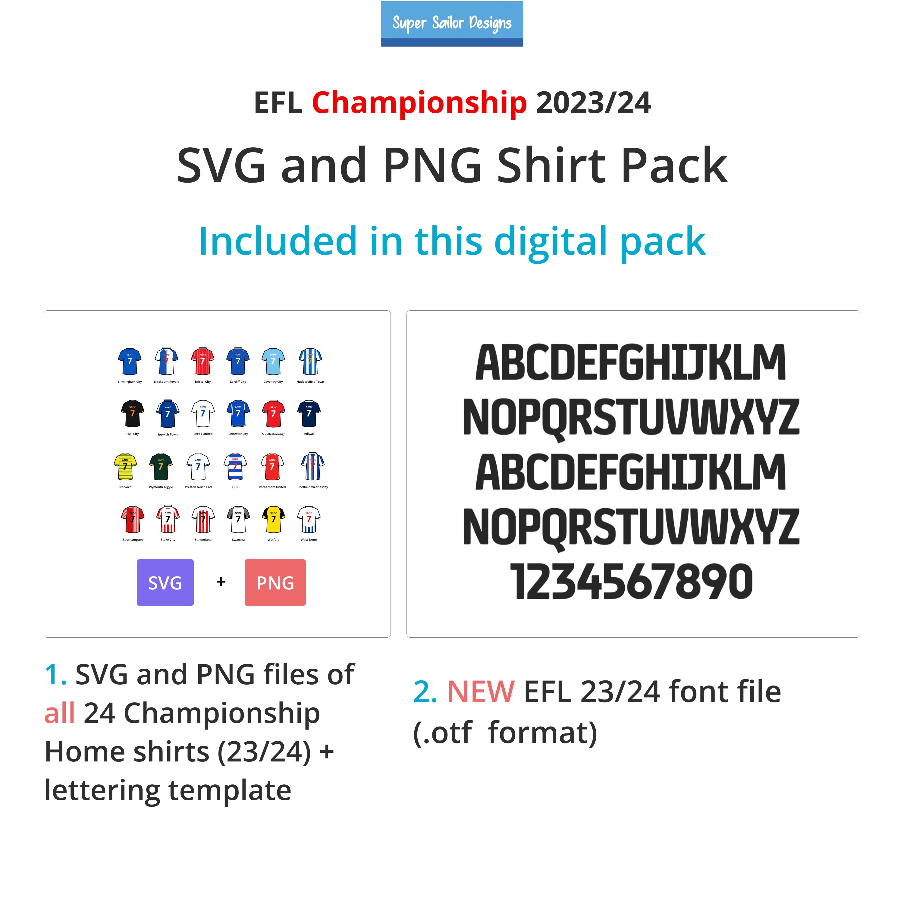 All 24 EFL Championship 23/24 Season SVG Icon Pack - Digital Download ...