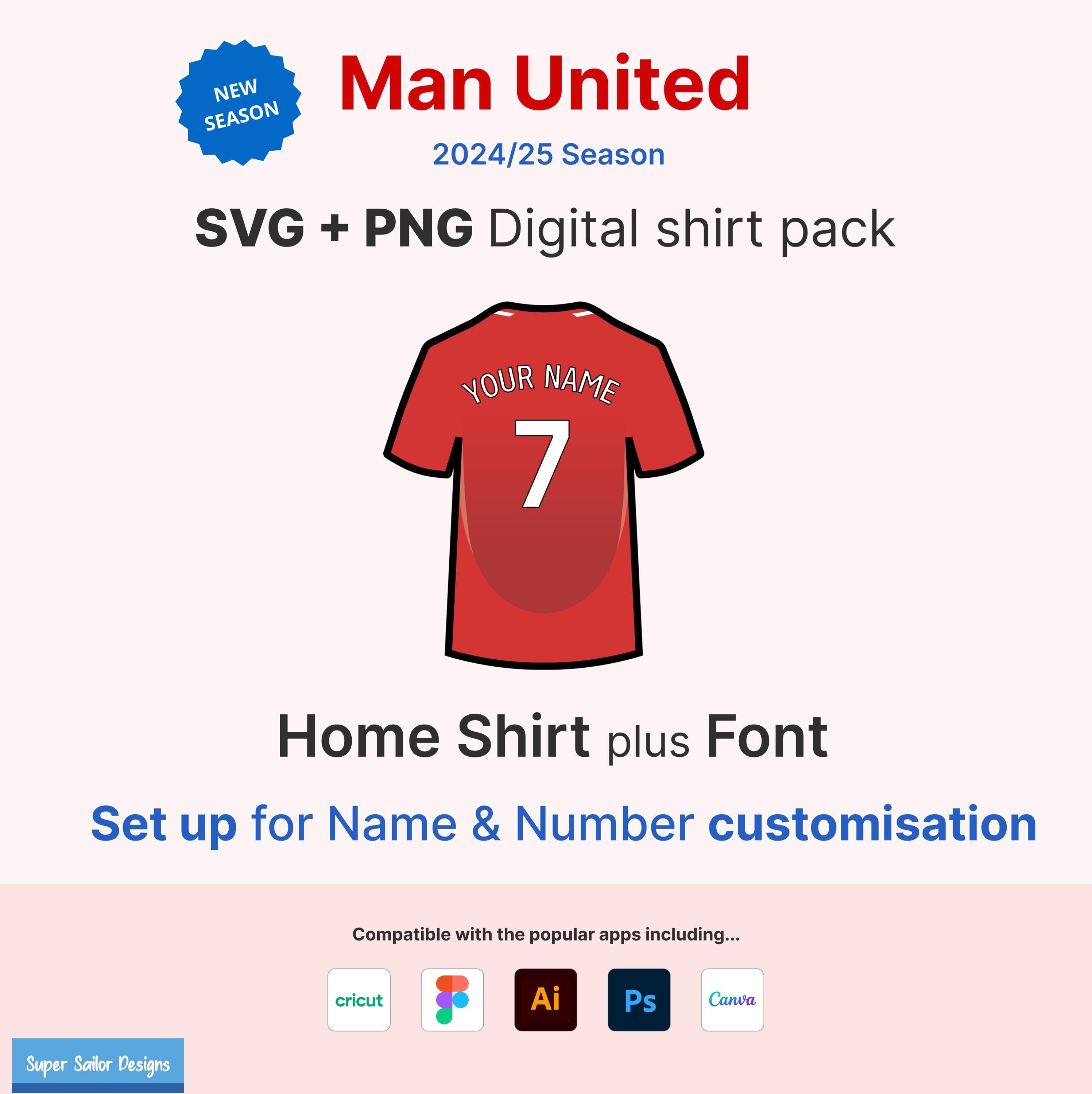 Manchester United Home 2024/25 Season SVG and PNG Icon Pack - Digital ...