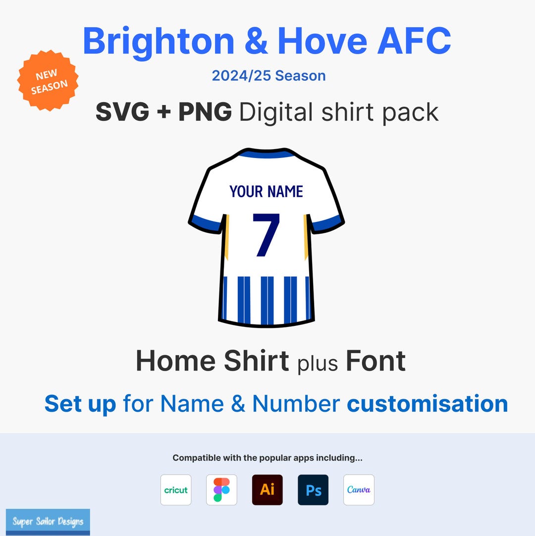 NEW Brighton Home 2024/25 Season SVG and PNG Icon Pack - Digital ...