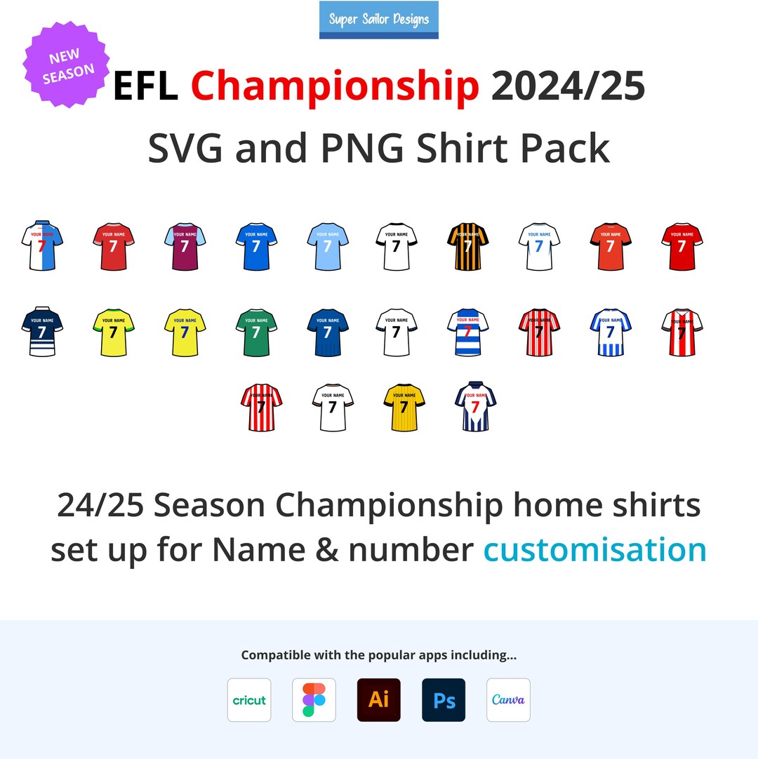 All 24 EFL Championship 24/25 Season SVG Icon Pack - Digital Download ...