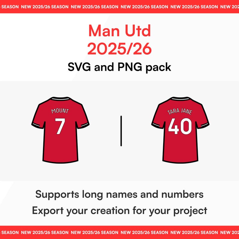 Manchester United Home 2025/26 Season SVG and PNG Icon Pack - Digital ...
