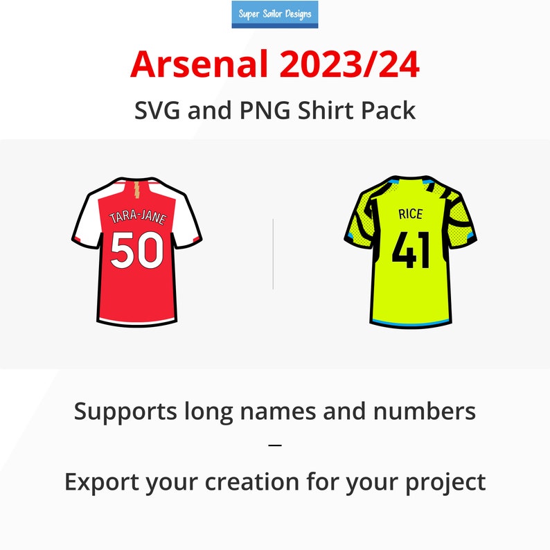 Arsenal Home and Away 23/24 Season SVG and PNG Icon Pack - Digital ...