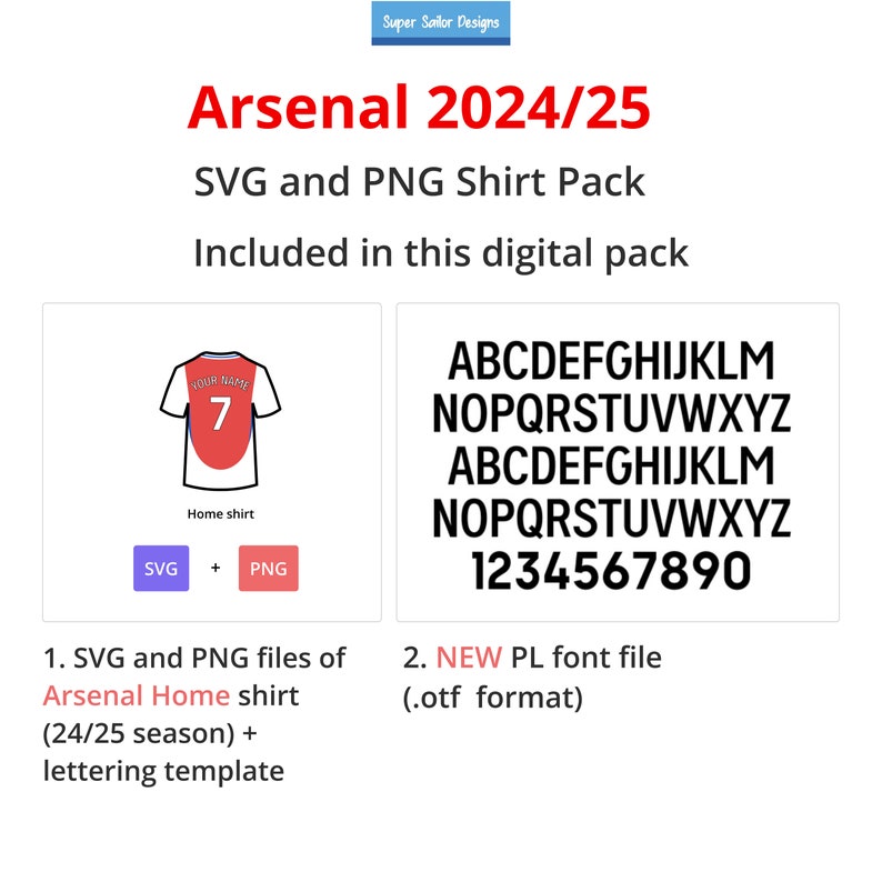 Arsenal Home 2024/25 Season SVG and PNG Icon Pack - Digital Download ...