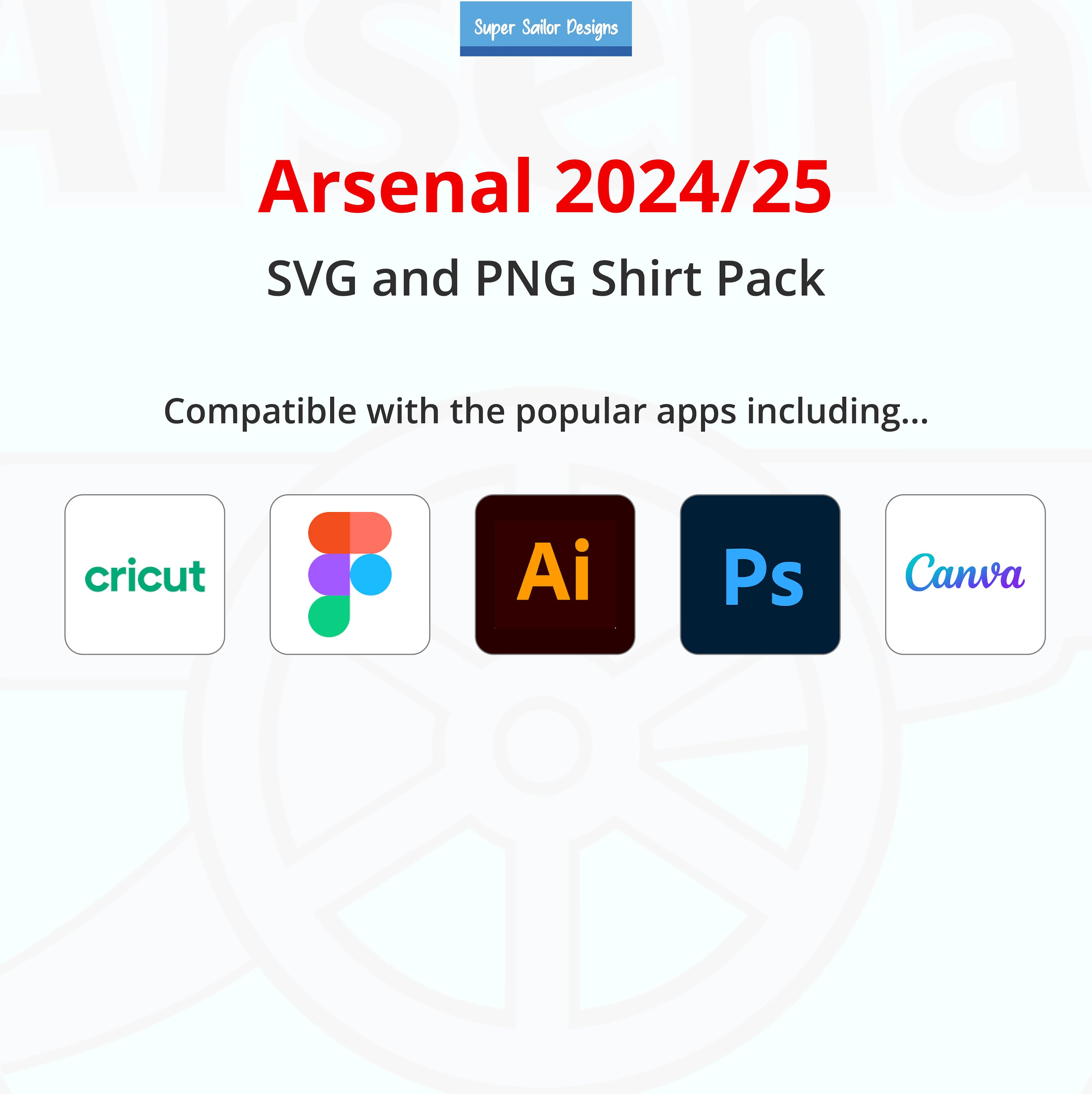 Arsenal Home 2024/25 Season SVG and PNG Icon Pack - Digital Download ...