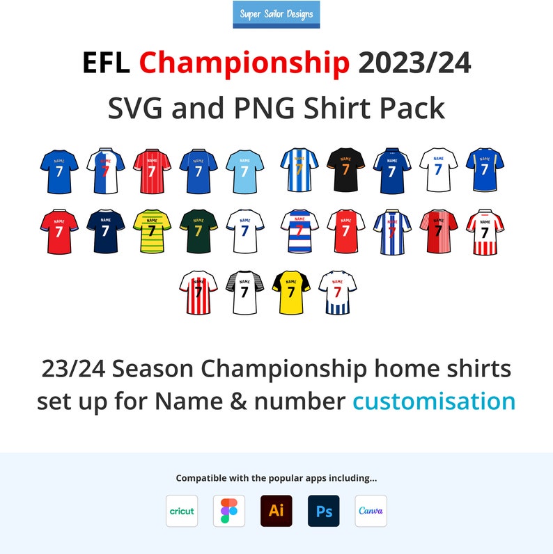 All 24 EFL Championship 23/24 Season SVG Icon Pack Digital Download All ...