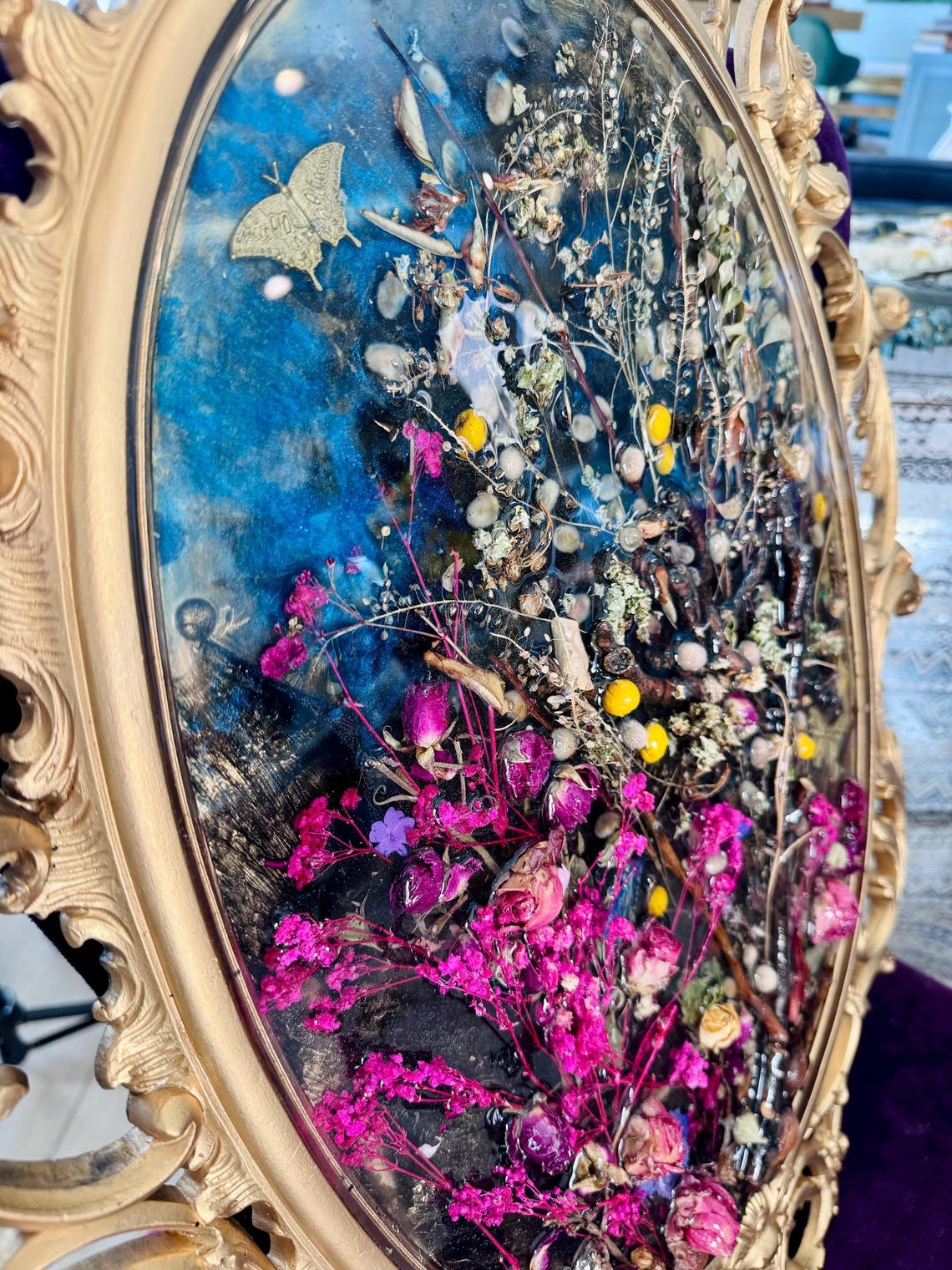 Vintage Resin Floral Wall Art: Rustic Glam Decor - Etsy