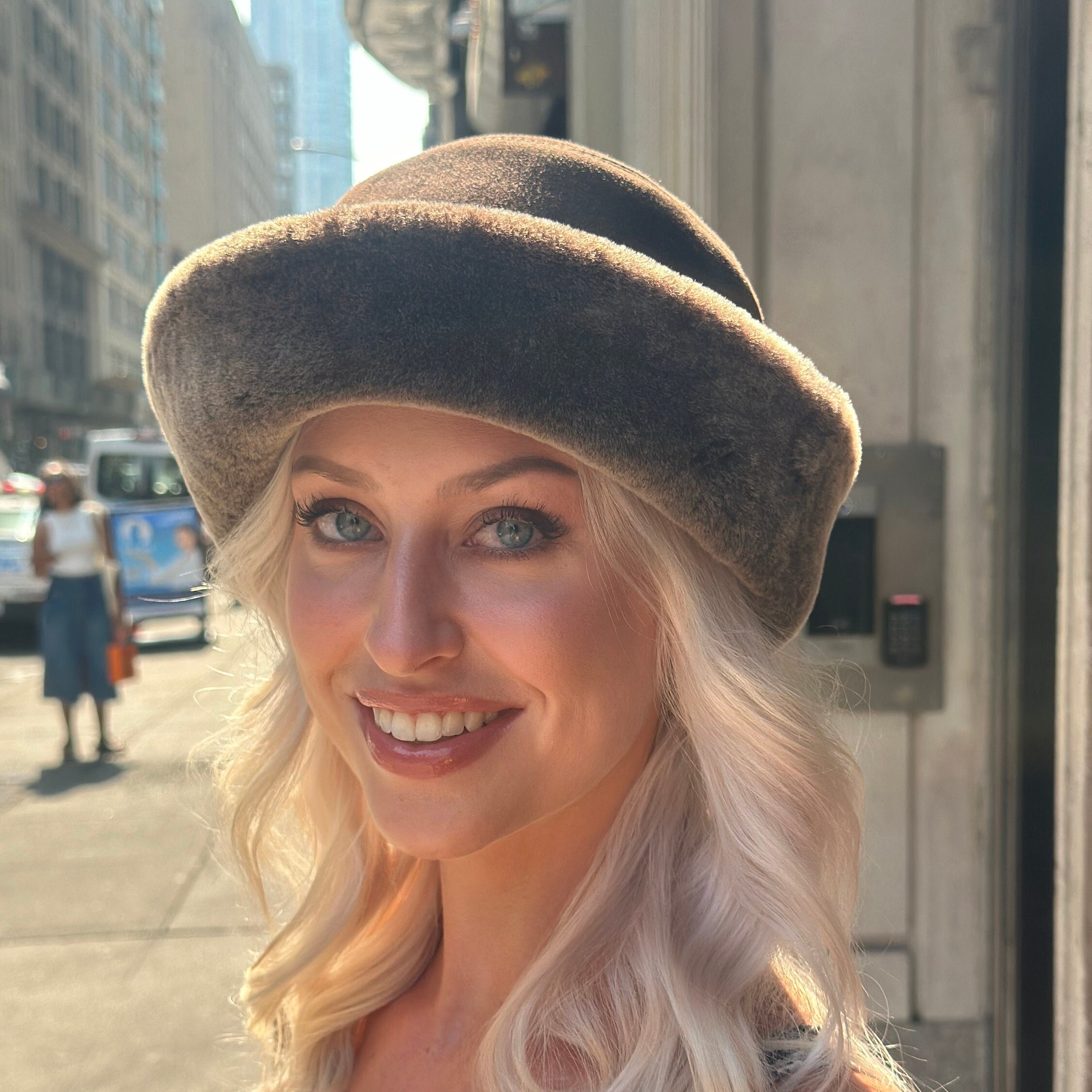 Shearling Fur Fedora Hat, Brown Brisa Color, Real, Soft Spanish Merino ...