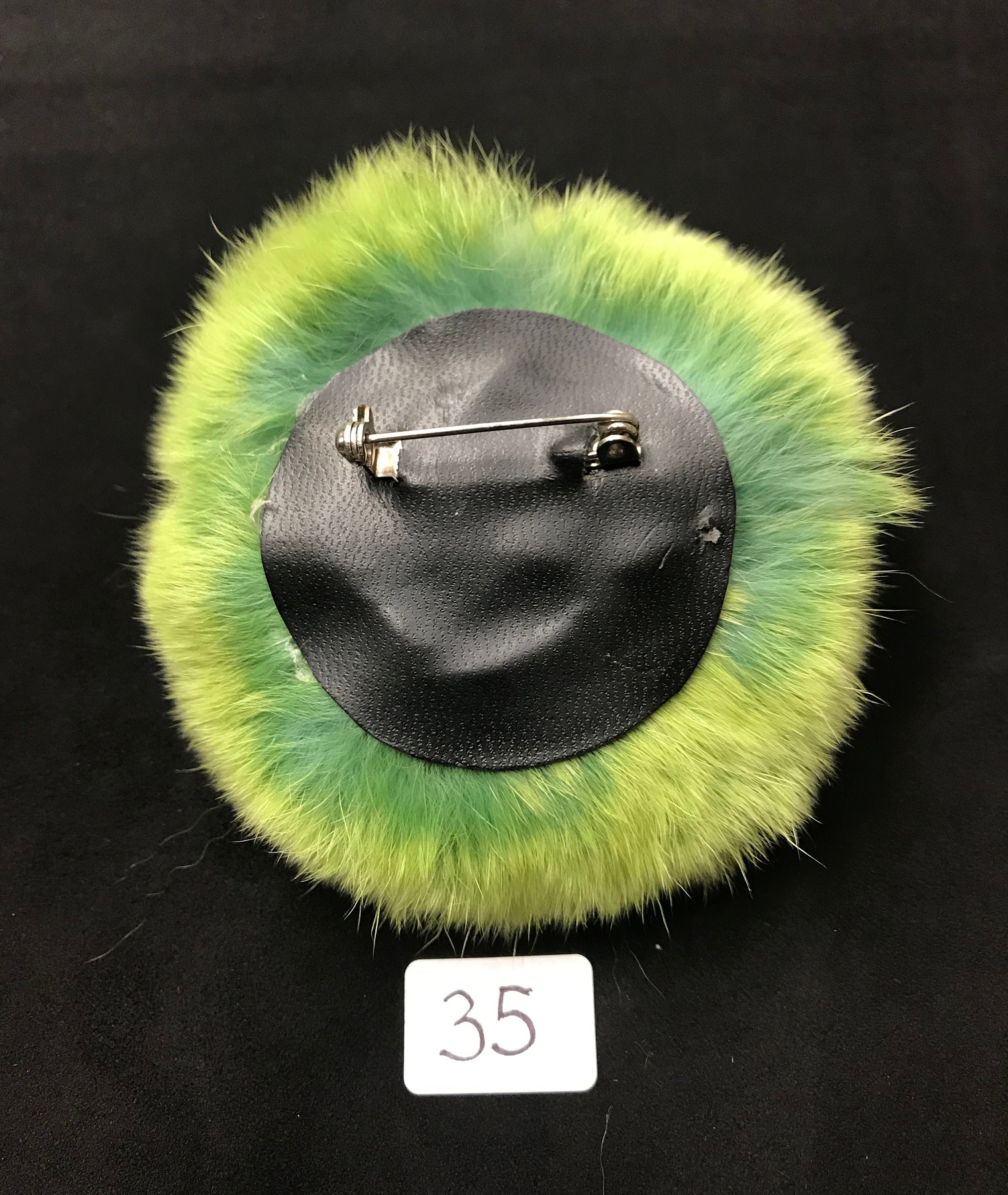 Aqua-green, Real Rex Rabbit Fur Flower Rosette, Hand Made Fur Pin is a ...