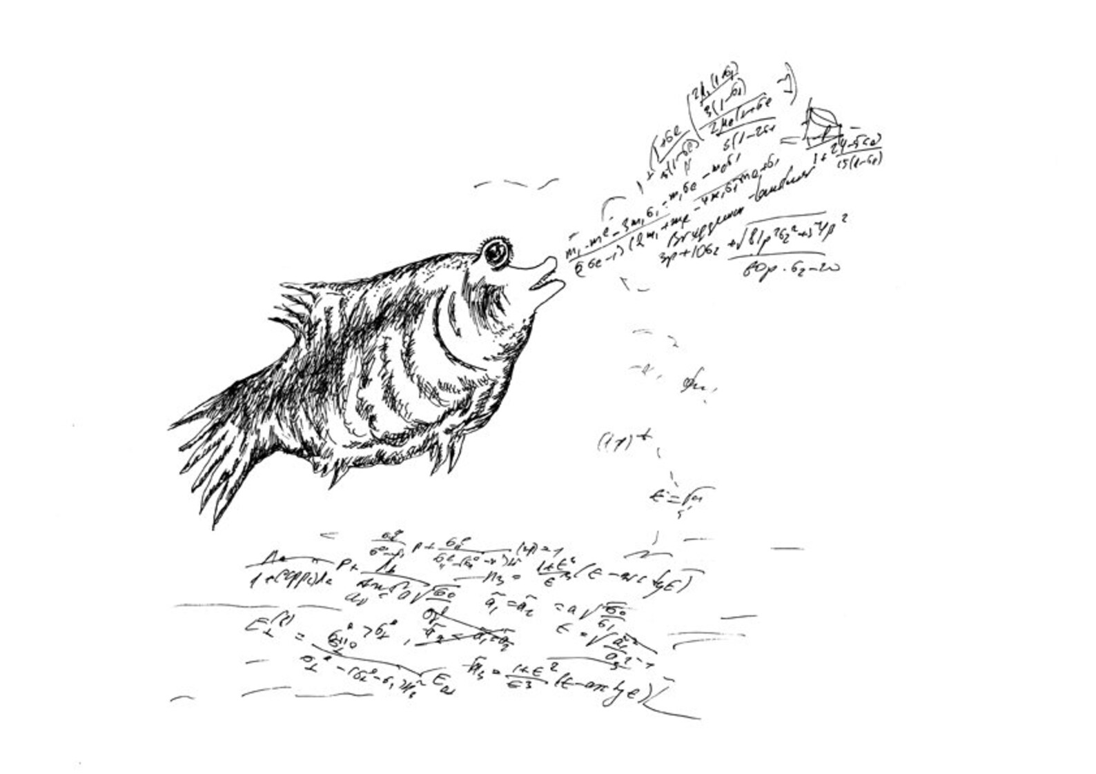 Line Drawing Science Art Fish Black White Art Ocean - Etsy