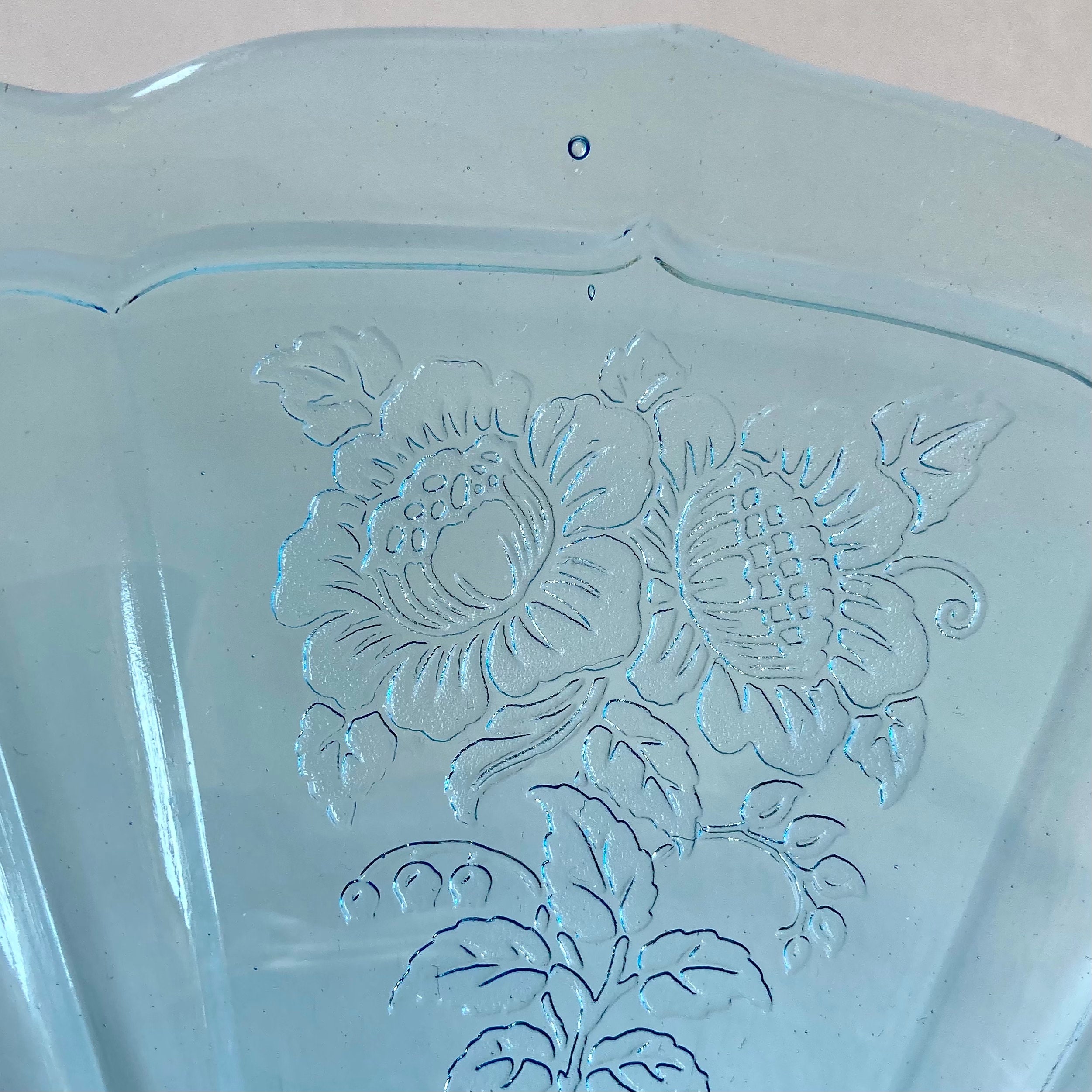 Vintage Anchor Hocking Blue Mayfair Open Rose Pattern Depression Glass ...
