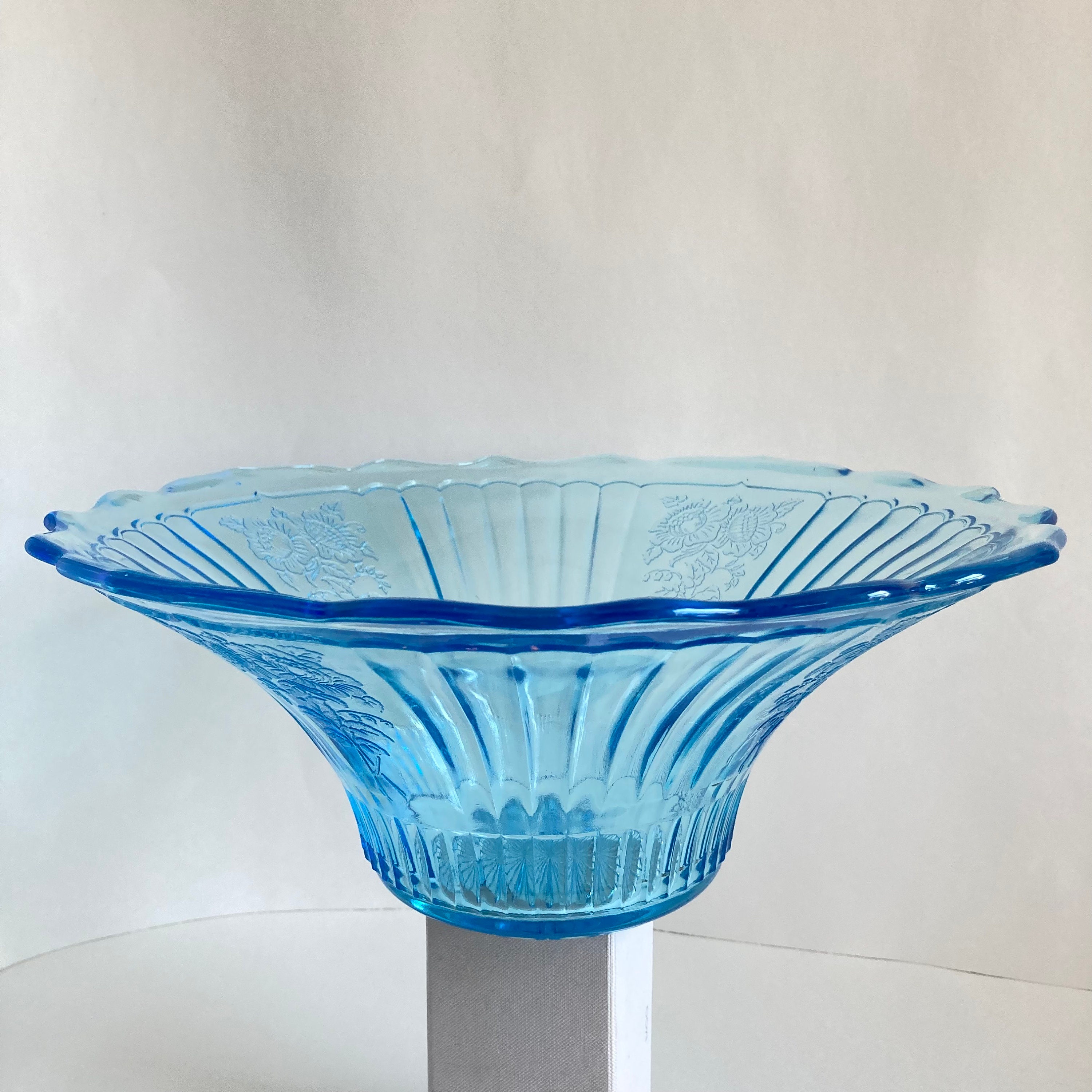 Vintage Anchor Hocking Blue Mayfair Open Rose Pattern Depression Glass ...