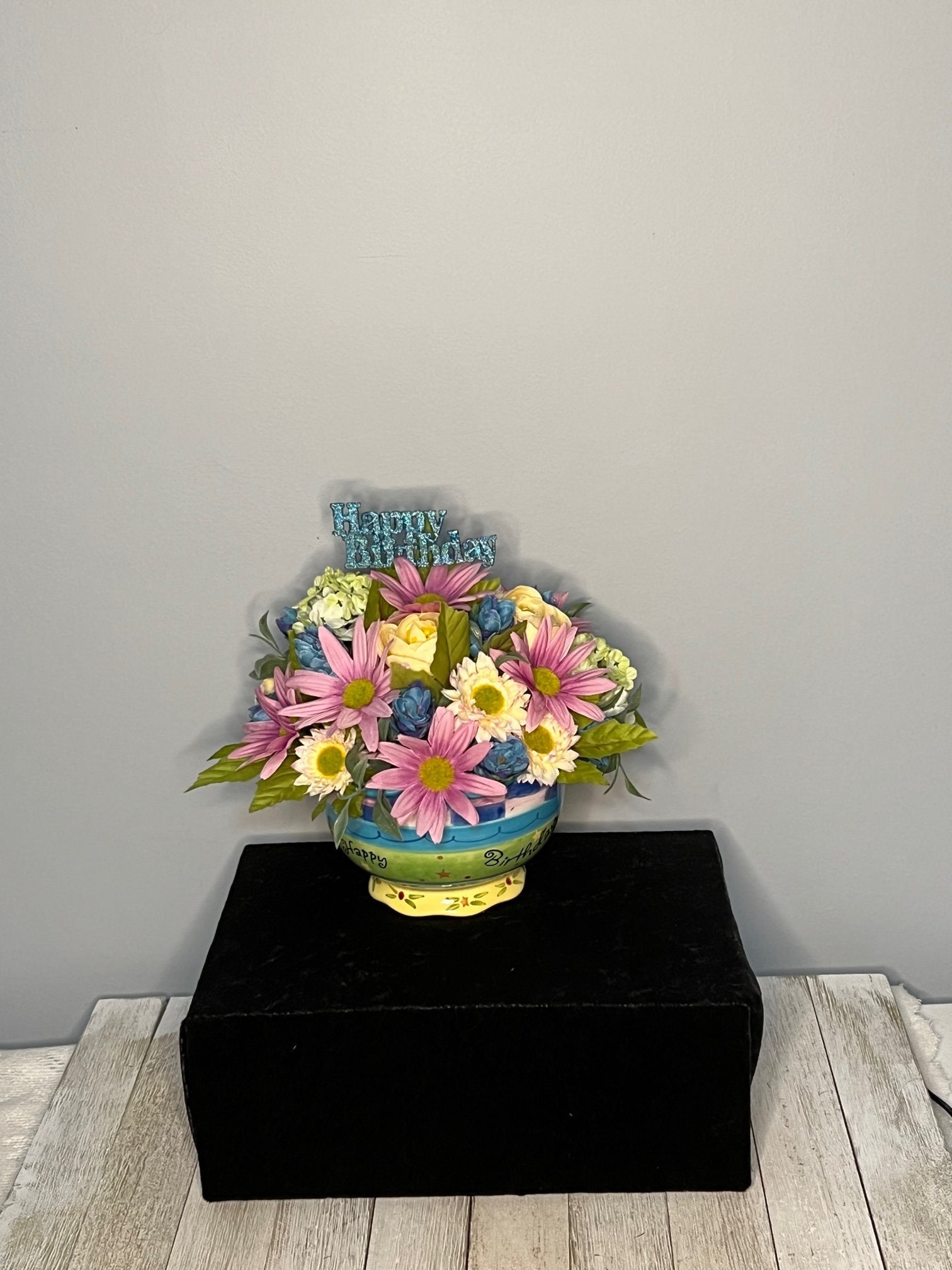 Happy Birthday Floral Arrangement, Birthday Flower Arrangement for Her ...