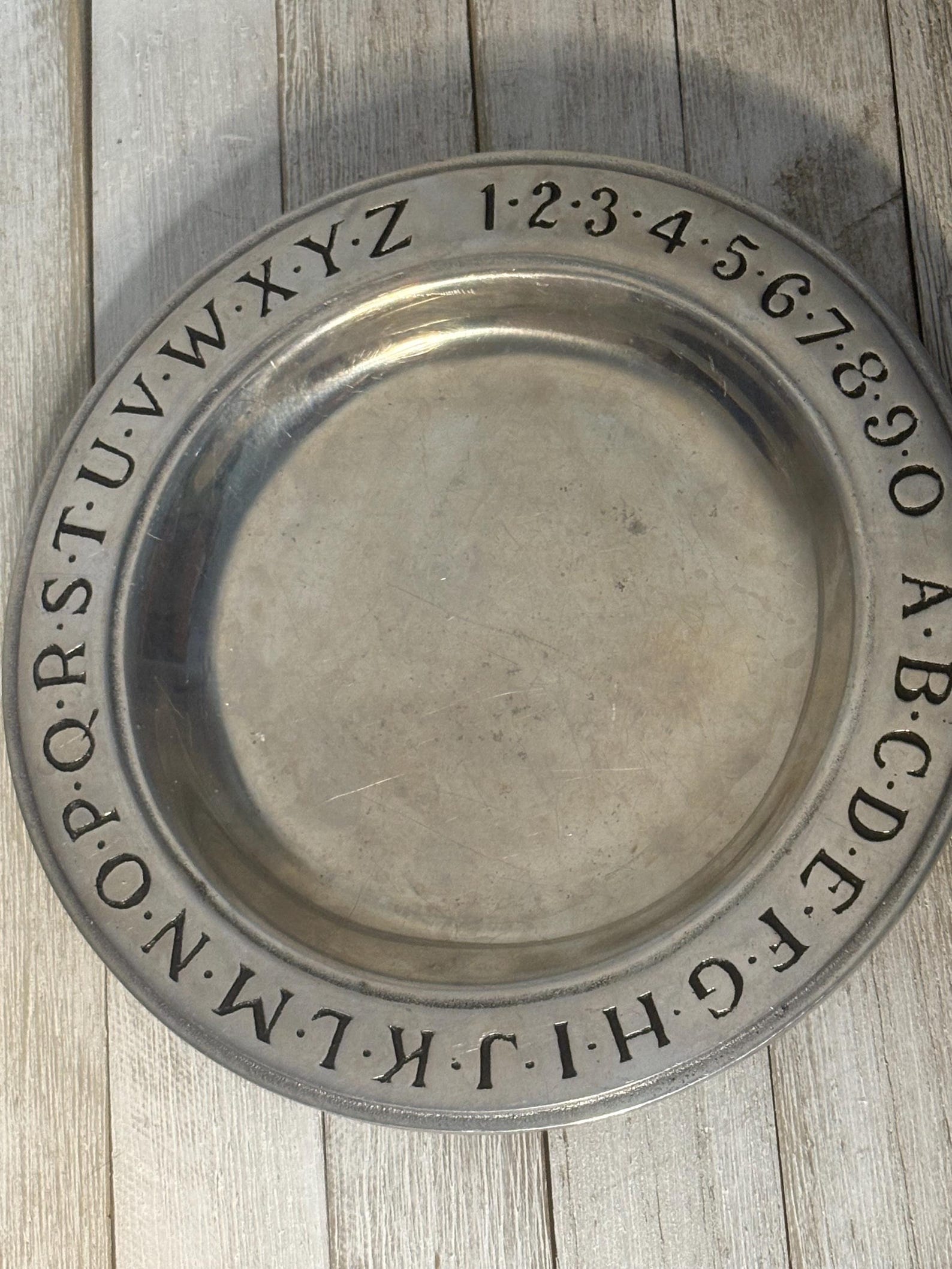 Vintage Pewter Alphabet & Numbers Plate Collectible 9" Diameter - Etsy