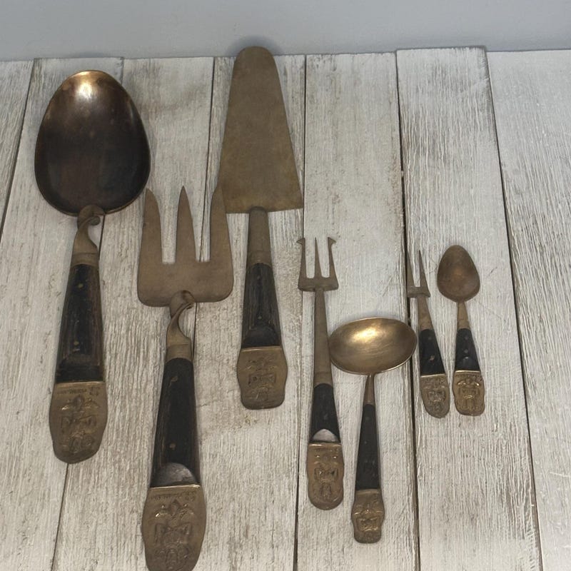 Siam Brass Wood Flatware - Etsy