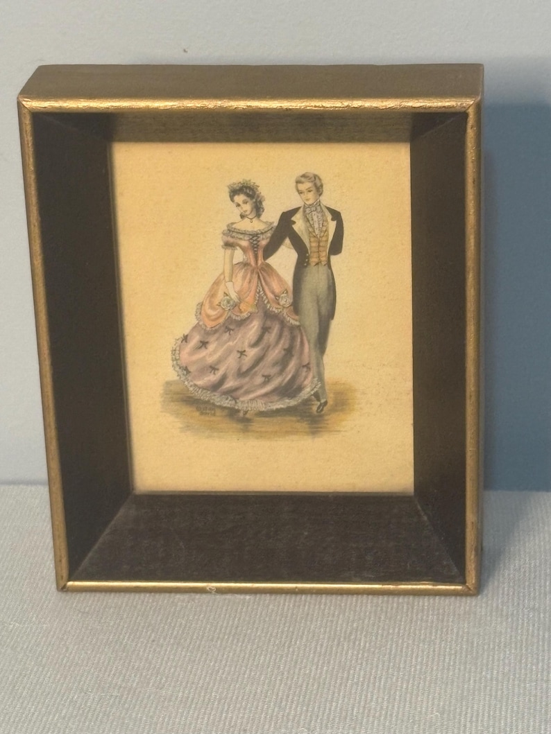 Vintage Stan David Wood Framed Victorian Dancing Couples Artwork, A ...