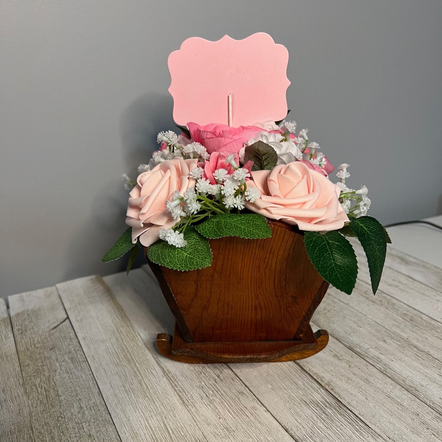 It's A Girl Baby Cradle Floral Arrangement, Baby Shower Floral ...