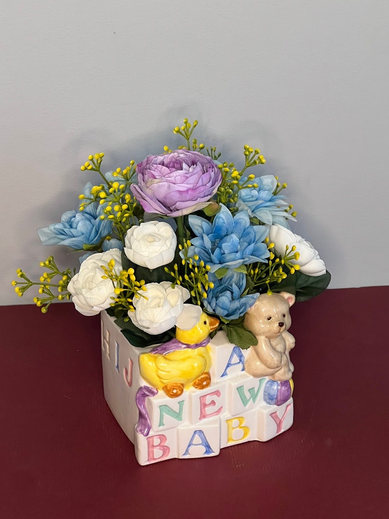 New Baby Floral Arrangement, Baby Boy Floral Arrangement, Baby Arrival ...