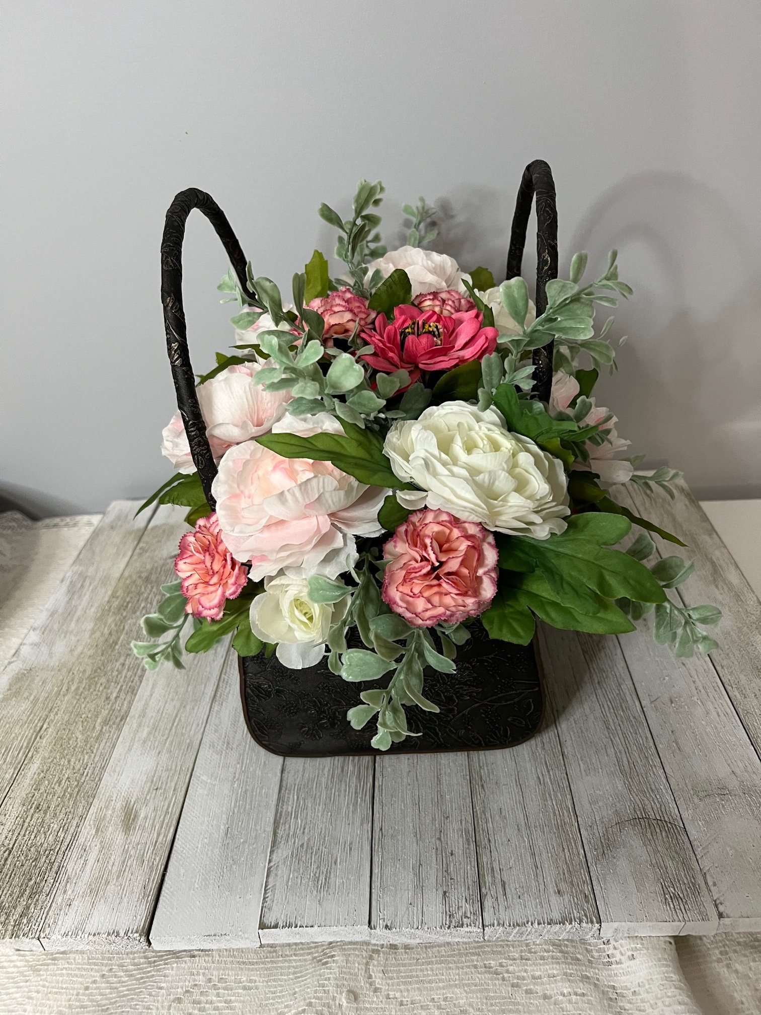 Purse Floral Arrangement, Party Centerpiece, Large Decorated Purse Pink ...