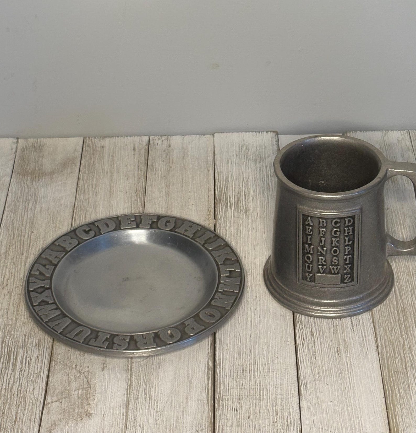 Vintage Wilton Armetale Pewter Alphabet Mug and Plate Set - Etsy