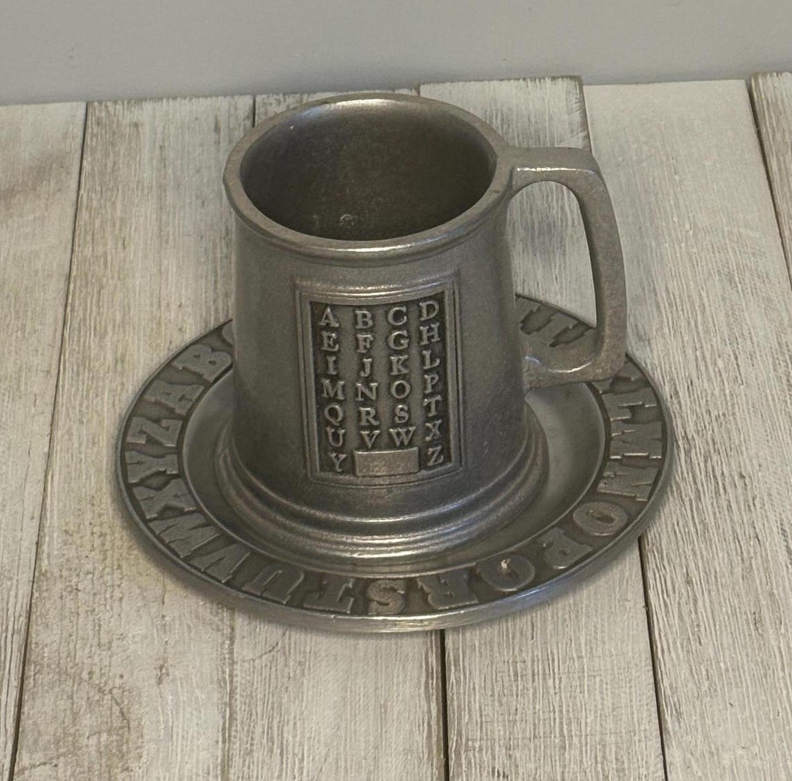 Vintage Wilton Armetale Pewter Alphabet Mug and Plate Set - Etsy