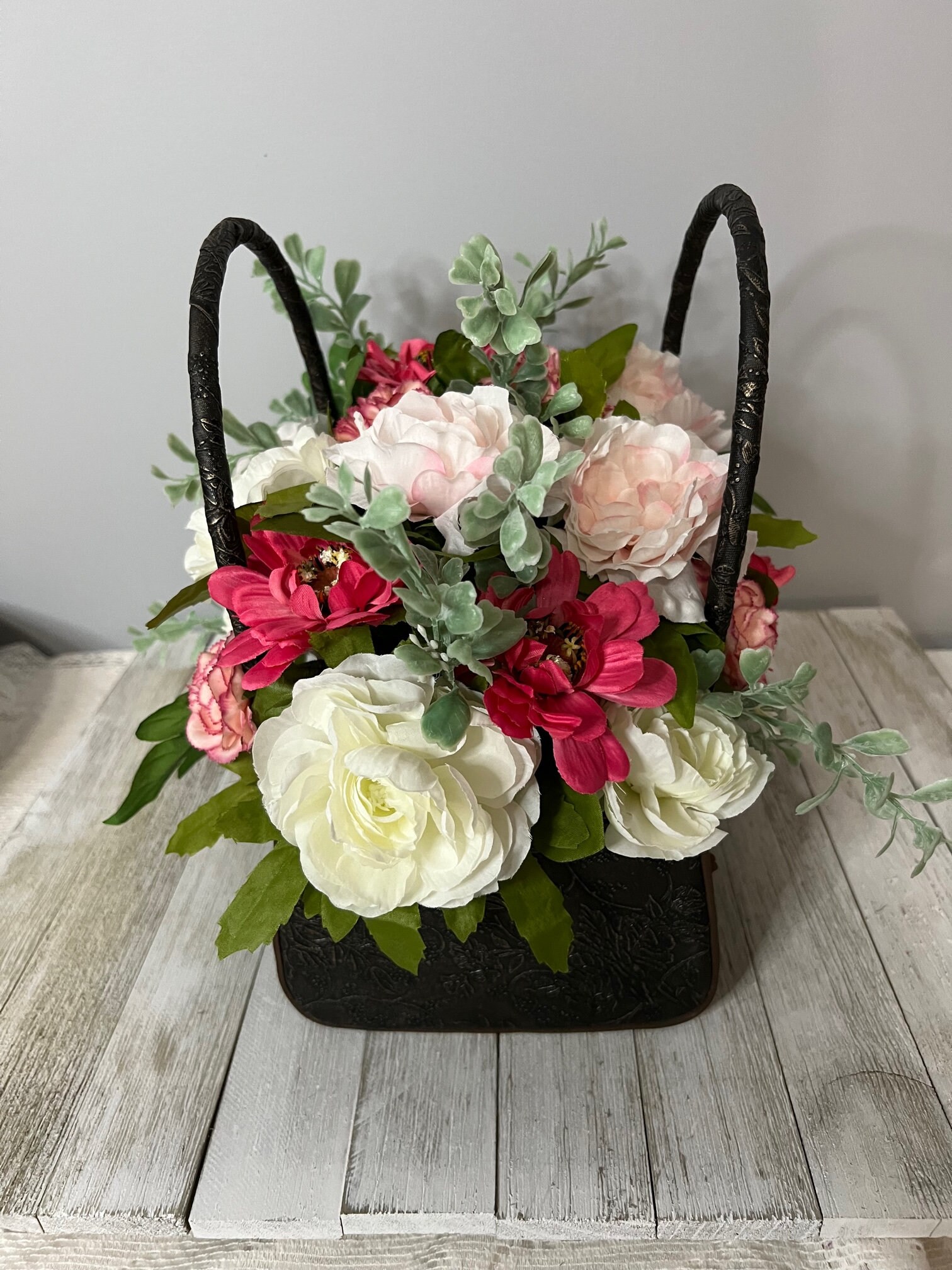 Purse Floral Arrangement, Party Centerpiece, Large Decorated Purse Pink ...