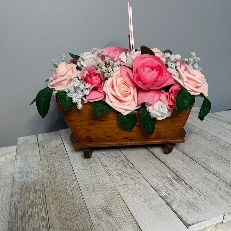 It's A Girl Baby Cradle Floral Arrangement, Baby Shower Floral ...