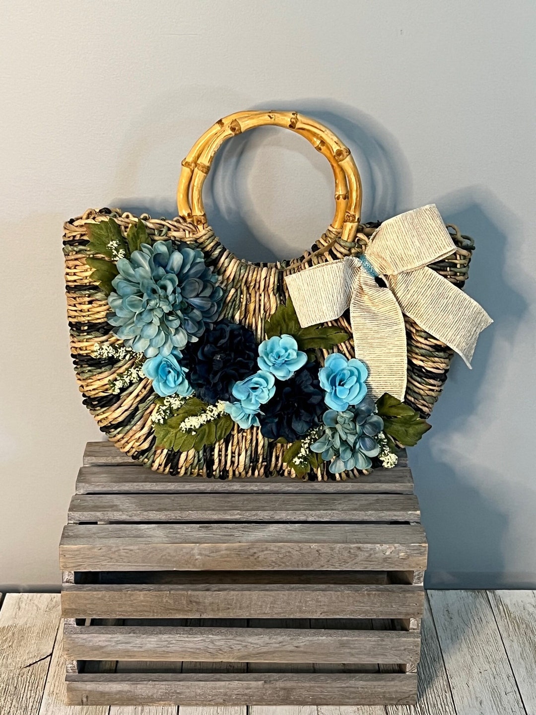 Purse Floral Arrangement, Floral Decorated Purse - Etsy