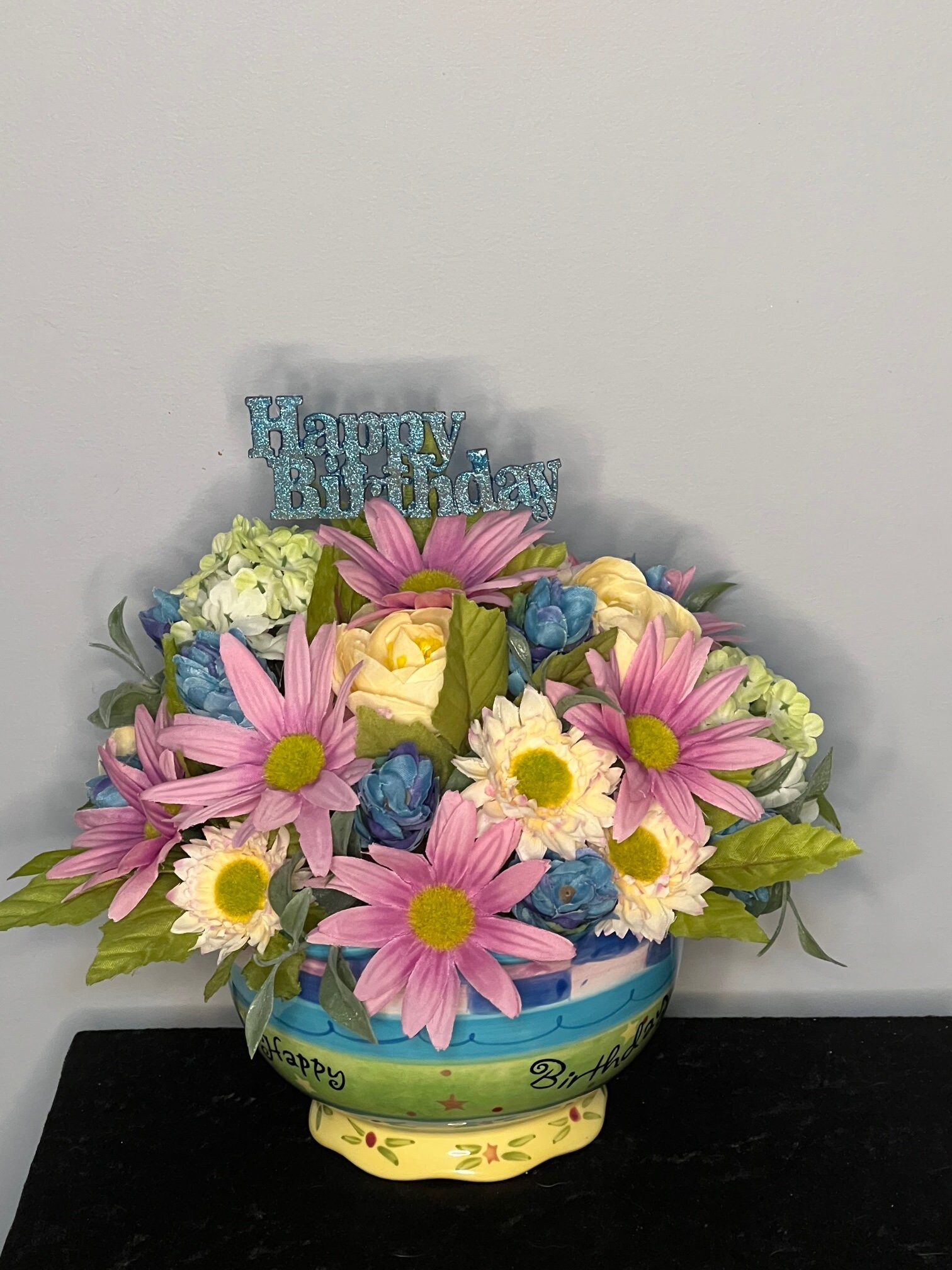 Happy Birthday Floral Arrangement, Birthday Flower Arrangement for Her ...